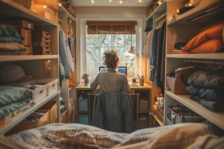 Intégrer un espace de travail discret dans un placard de chambre ...